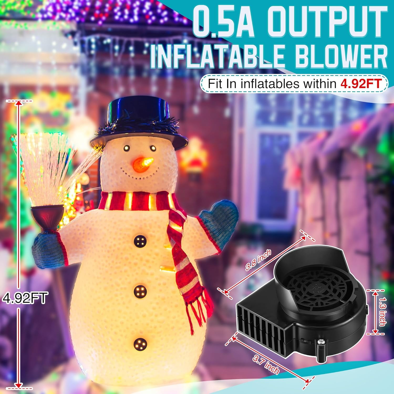 4 Pack Replacement Inflatable Fan Blower, 0.5A Output Air Blower for ...