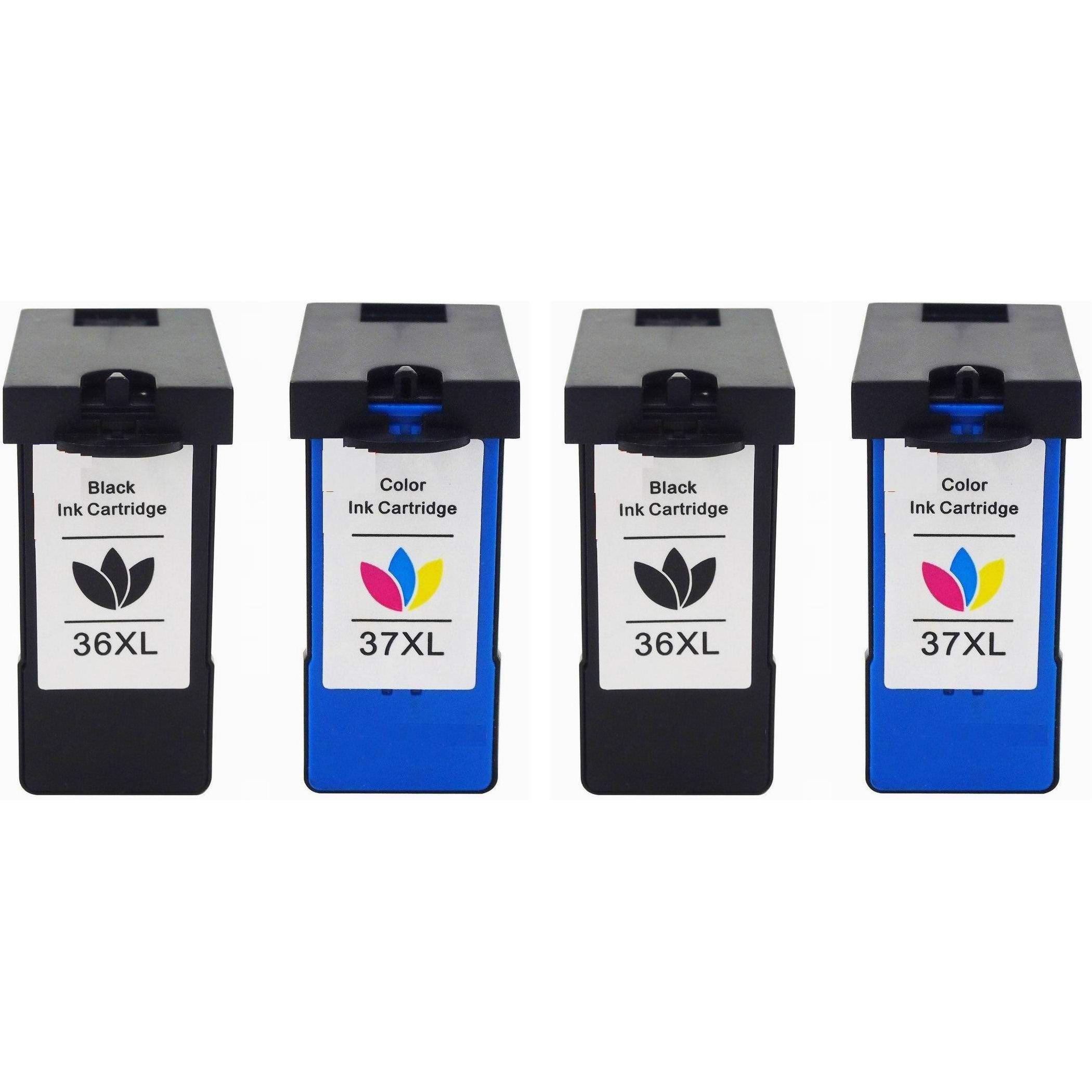 Lexmark 4 Pack Remanufactured 36XL 37XL Black & Color HY Ink Cartridge ...