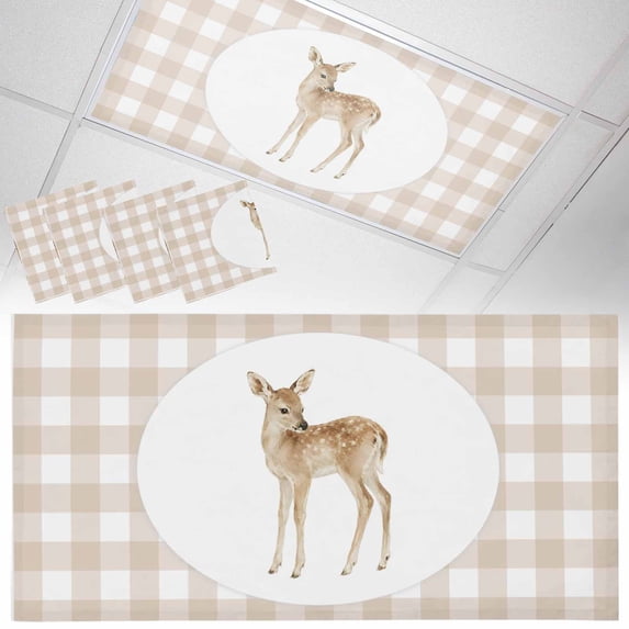 4 Pack Resting Fawn Fluorescent Light Covers for Ceiling Lights Retro ...