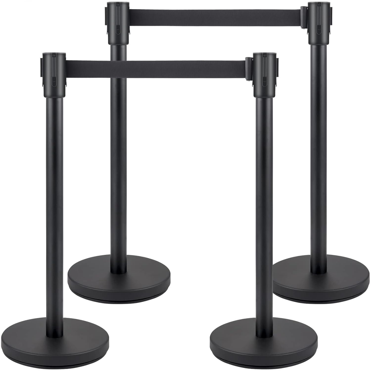 4 Pack Retractable Belt Stanchions - Crowd Control Queue Barrier Posts ...