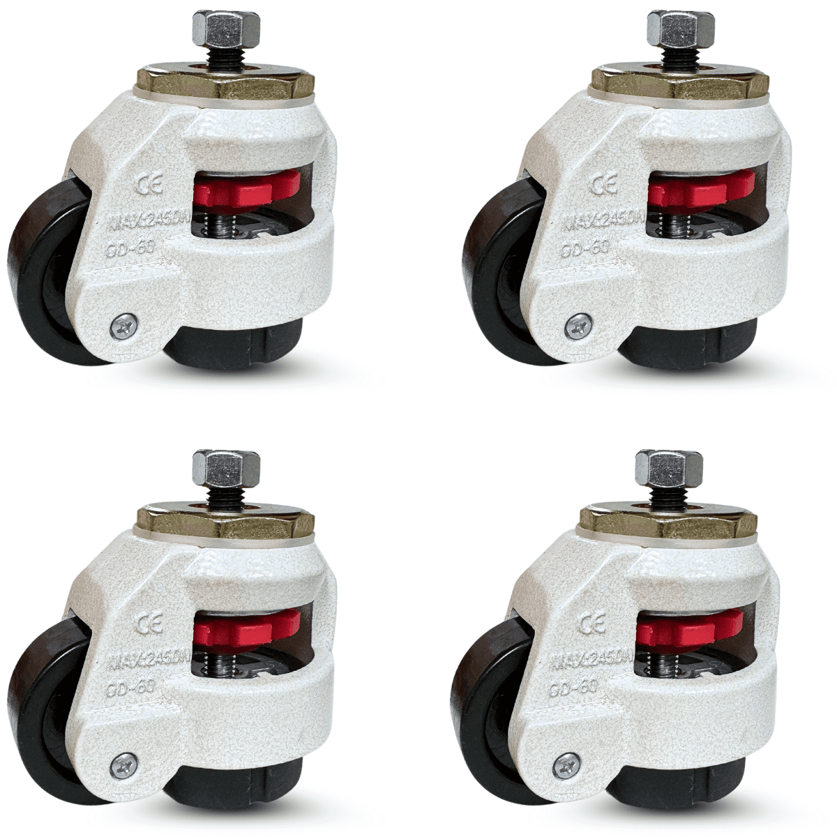 4-Pack Retractable Leveling Casters - TP-60S Threaded Stem Machine Feet ...