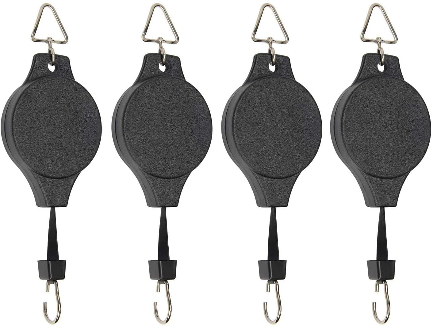 4 Pack Retractable Plant Pulley, Adjustable Hanging Flower Basket Hooks ...