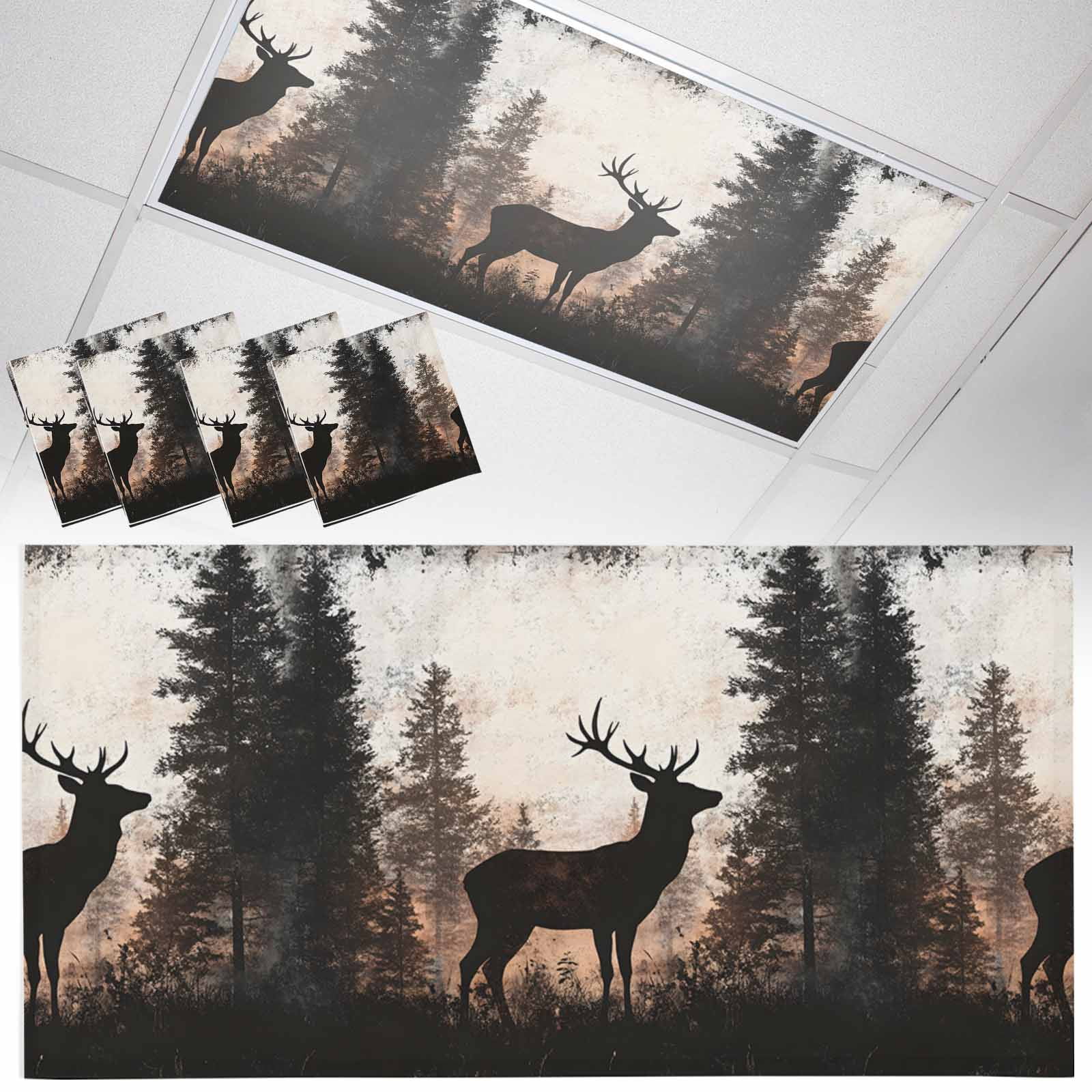 4 Pack Retro Elk Fluorescent Light Covers for Ceiling Lights Vintage ...