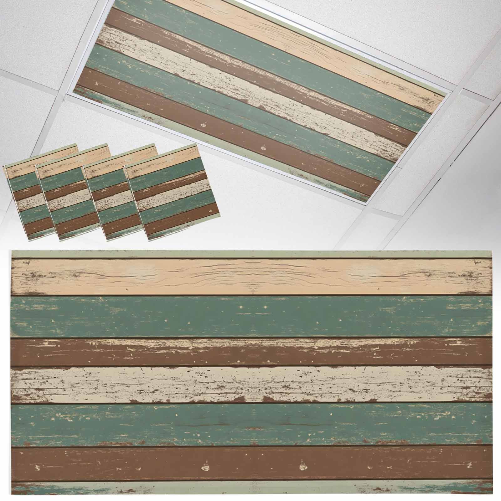 4 Pack Retro Fluorescent Light Covers for Ceiling Lights Brown Green ...