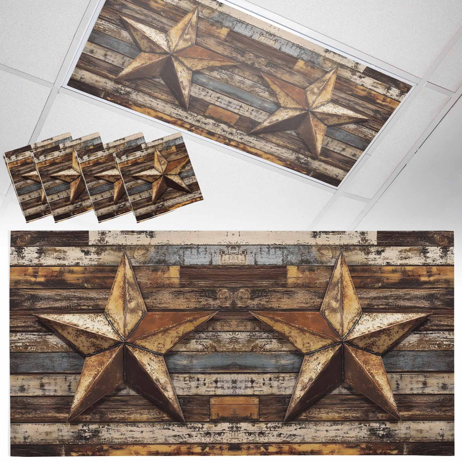 4 Pack Retro Star Fluorescent Light Covers for Ceiling Lights Abstract ...