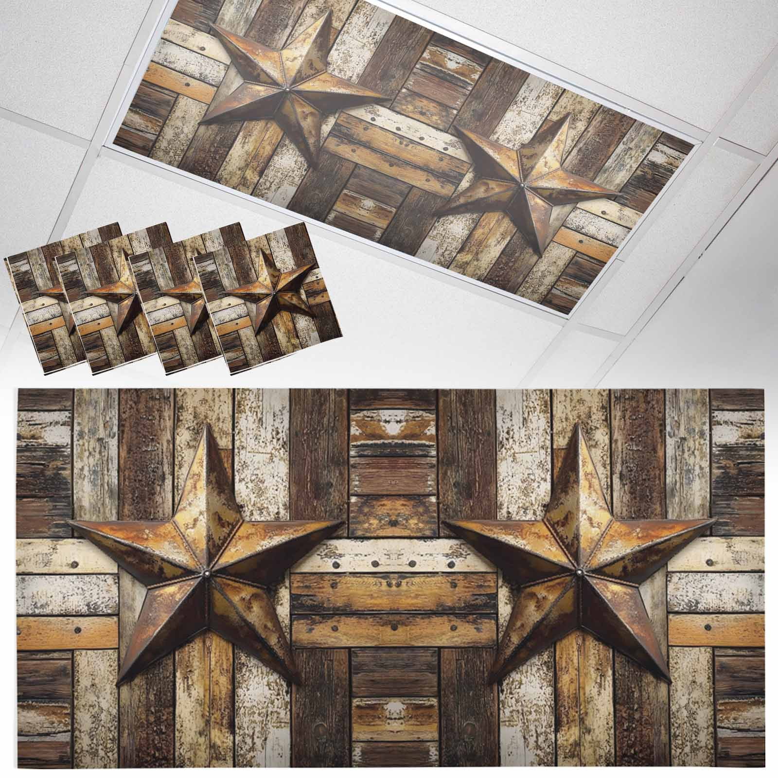 4 Pack Retro Star Fluorescent Light Covers for Ceiling Lights Country ...