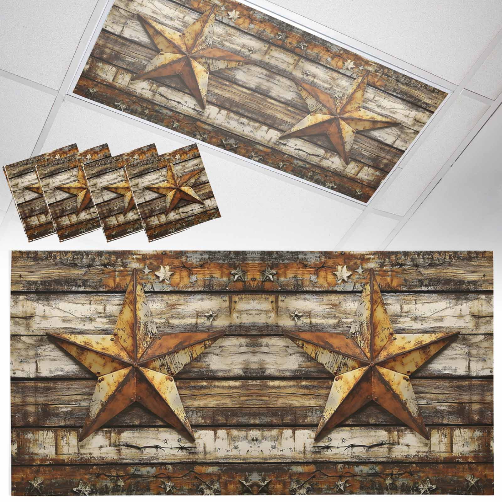 4 Pack Retro Star Fluorescent Light Covers for Ceiling Lights Shabby ...