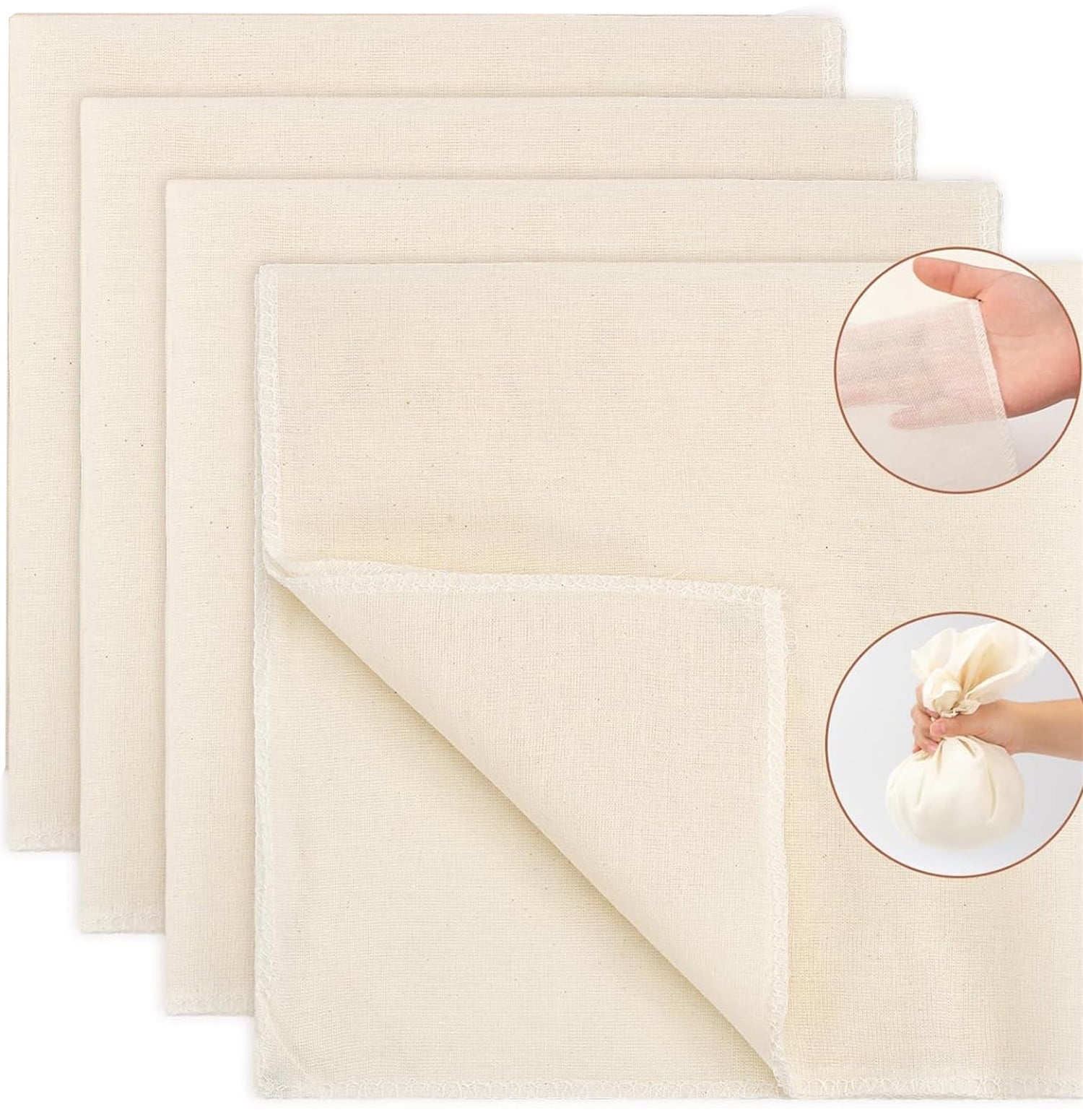 4 Pack Reusable Cheese Cloths for Straining,35x35 inch Hemmed Organic ...