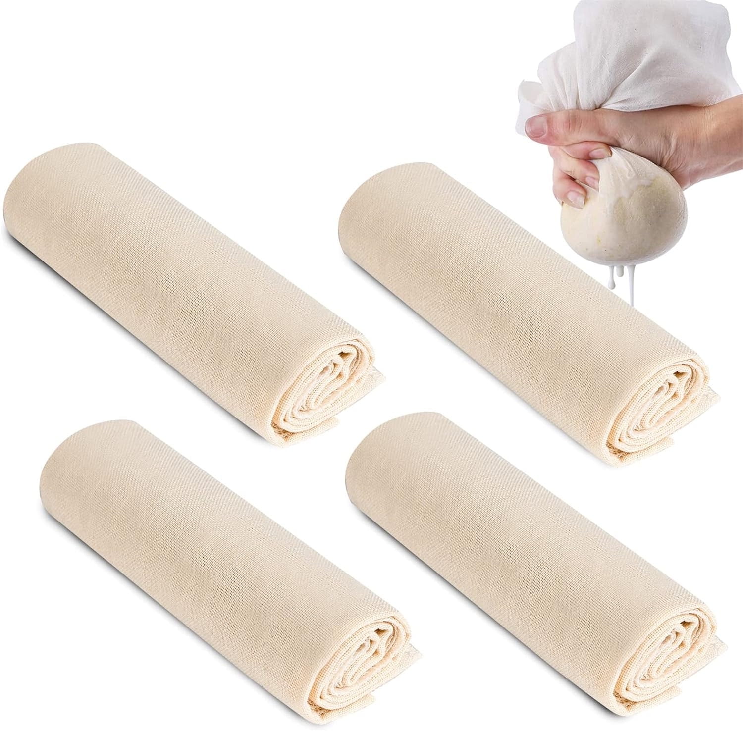 4 Pack Reusable Cheesecloth for Straining,Unbleached Pure Cotton Muslin ...