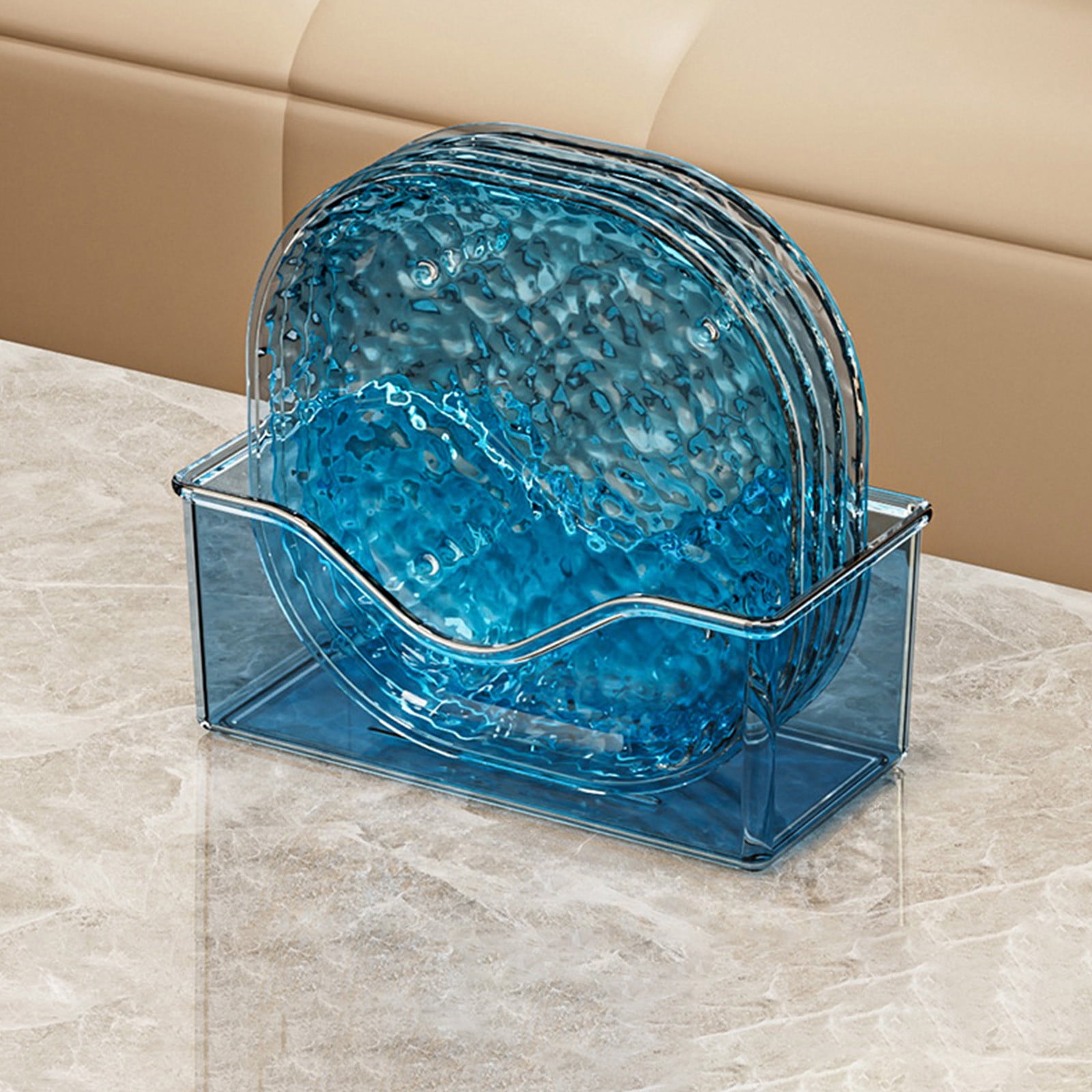 4-Pack Reusable Serving Trays with Stackable Base 14.5x14.5cm Clear ...