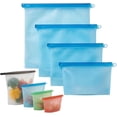 4 Pack Reusable Silicone Food Storage Bags for Meal Prep and Leftovers ...