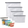 4 Pack Reusable Silicone Food Storage Bags for Meal Prep and Leftovers ...