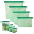 4 Pack Reusable Silicone Food Storage Bags Stand Up Leakproof Sealing ...