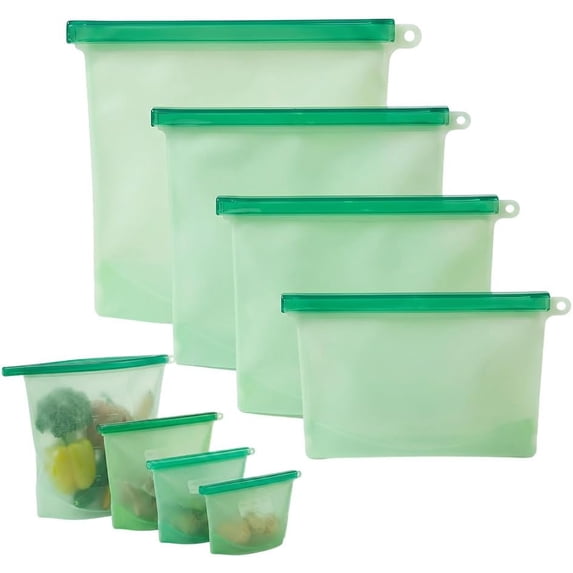 4 Pack Reusable Silicone Food Storage Bags Stand Up Leakproof Sealing ...