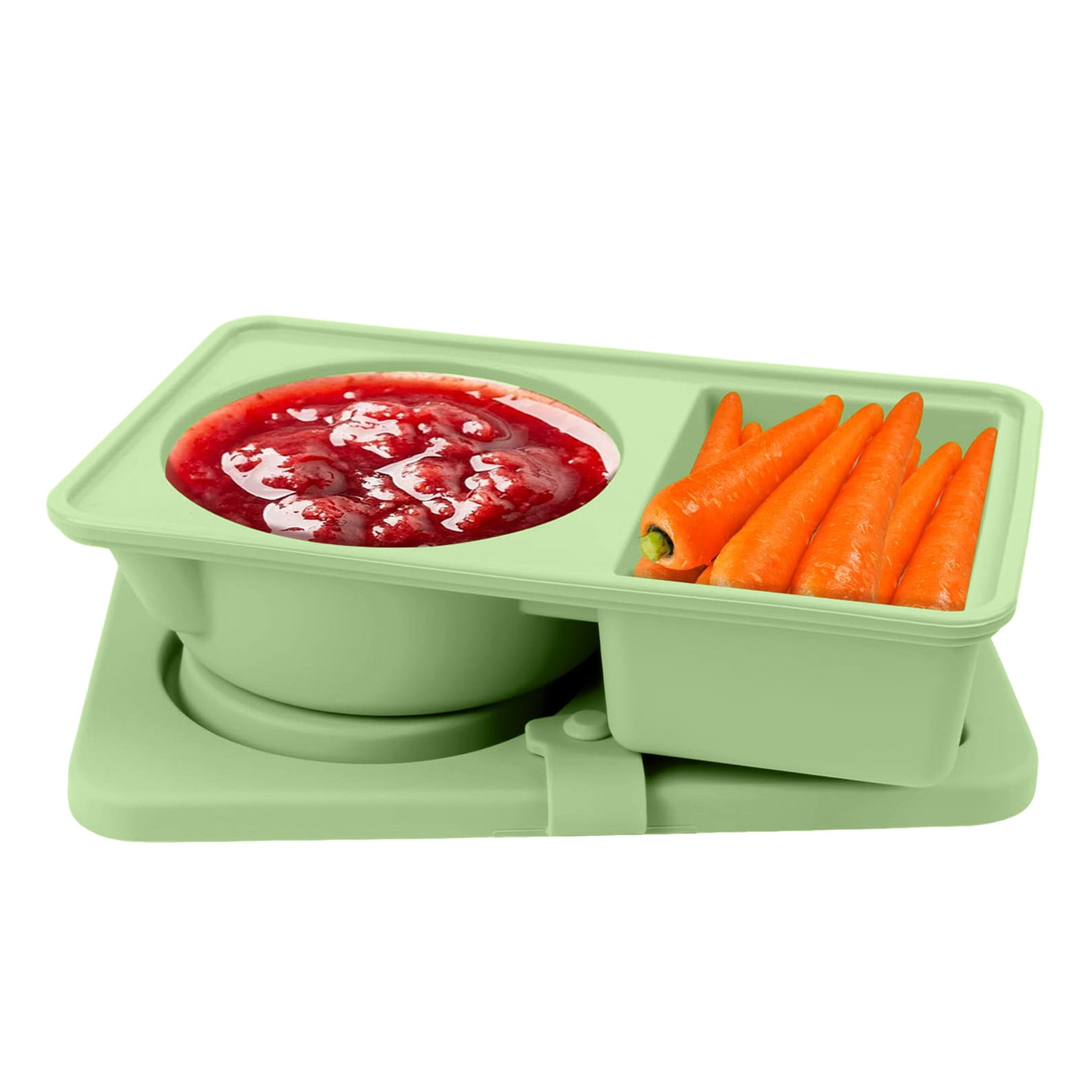 4 Pack Reusable Snack Containers,Double Compartment Silicone 15 x 9.5 ...