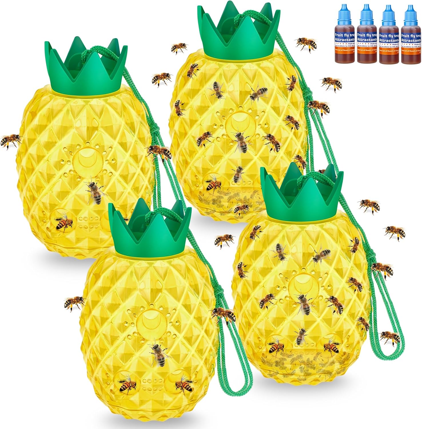 4-Pack Reusable Wasp Traps – Outdoor Hanging Bee Catchers for Yellow ...