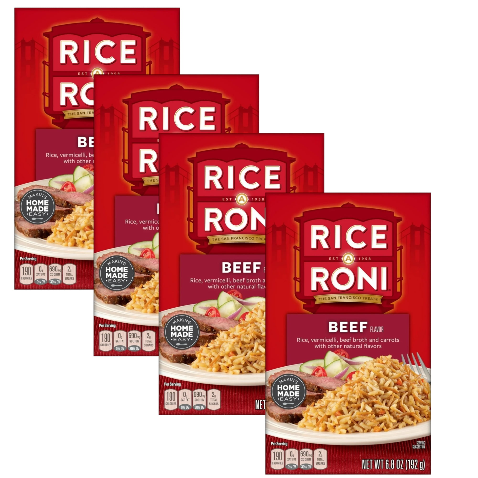 Rice-A-Roni Rice Vermicelli, Beef Broth and Carrots, Beef Flavor, 4 ...