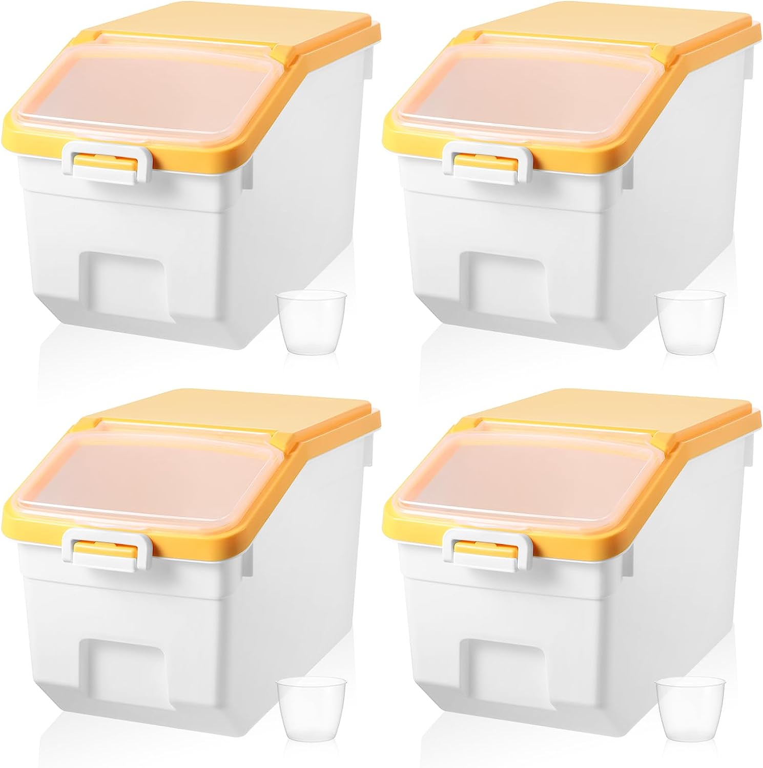 4 Pack Rice Storage Container with Measuring Cup 27.6 lb Flour Storage ...