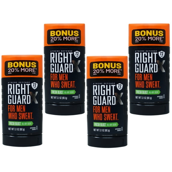4 Pack - Right Guard Xtreme Defense Antiperspirant & Deodorant for Men ...