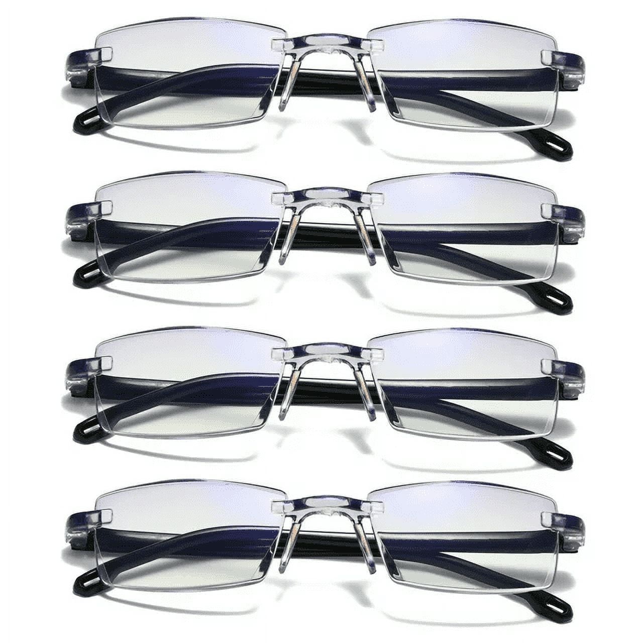 4 Pack Rimless Reading Glasses Blue Light Blocking Computer Readers for ...