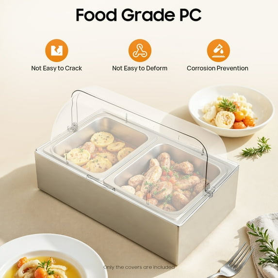4 Pack Roll Top Display Cover, Clear Display Cover for 1/1 Chafing Dish ...
