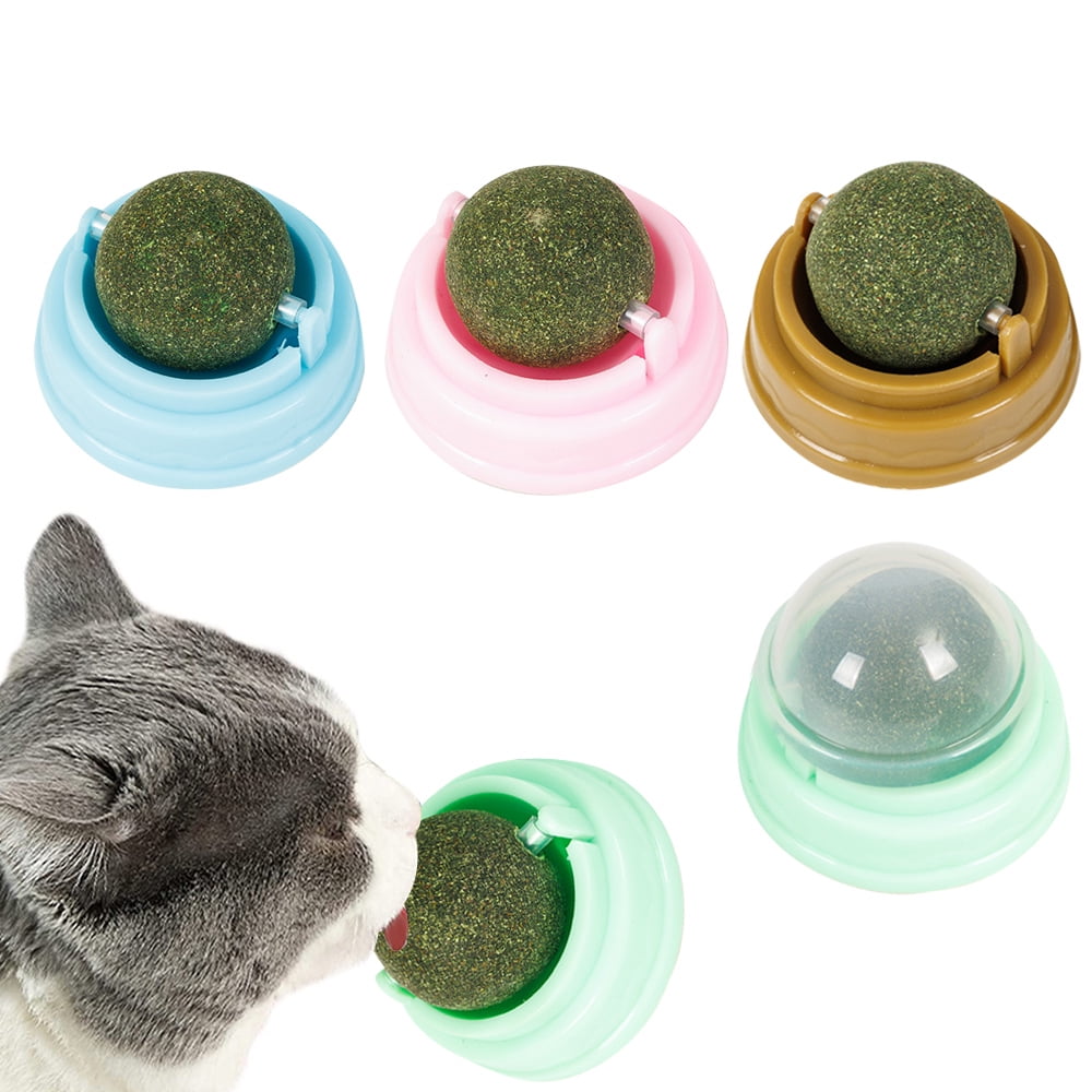 4-Pack Rotating Catnip Balls, Edible Mint, Wall-Mountable, Hairball ...