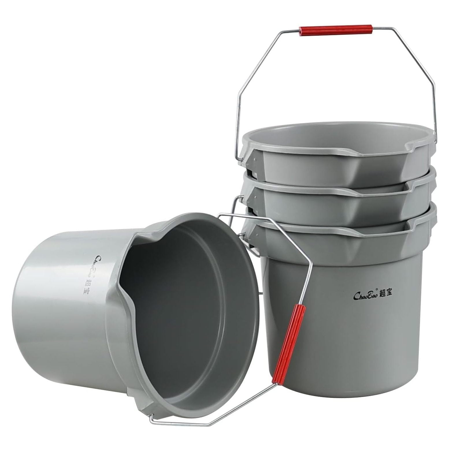 4-Pack Round Bucket, 3.5 Gallon Industrial Round Utility Pail with ...