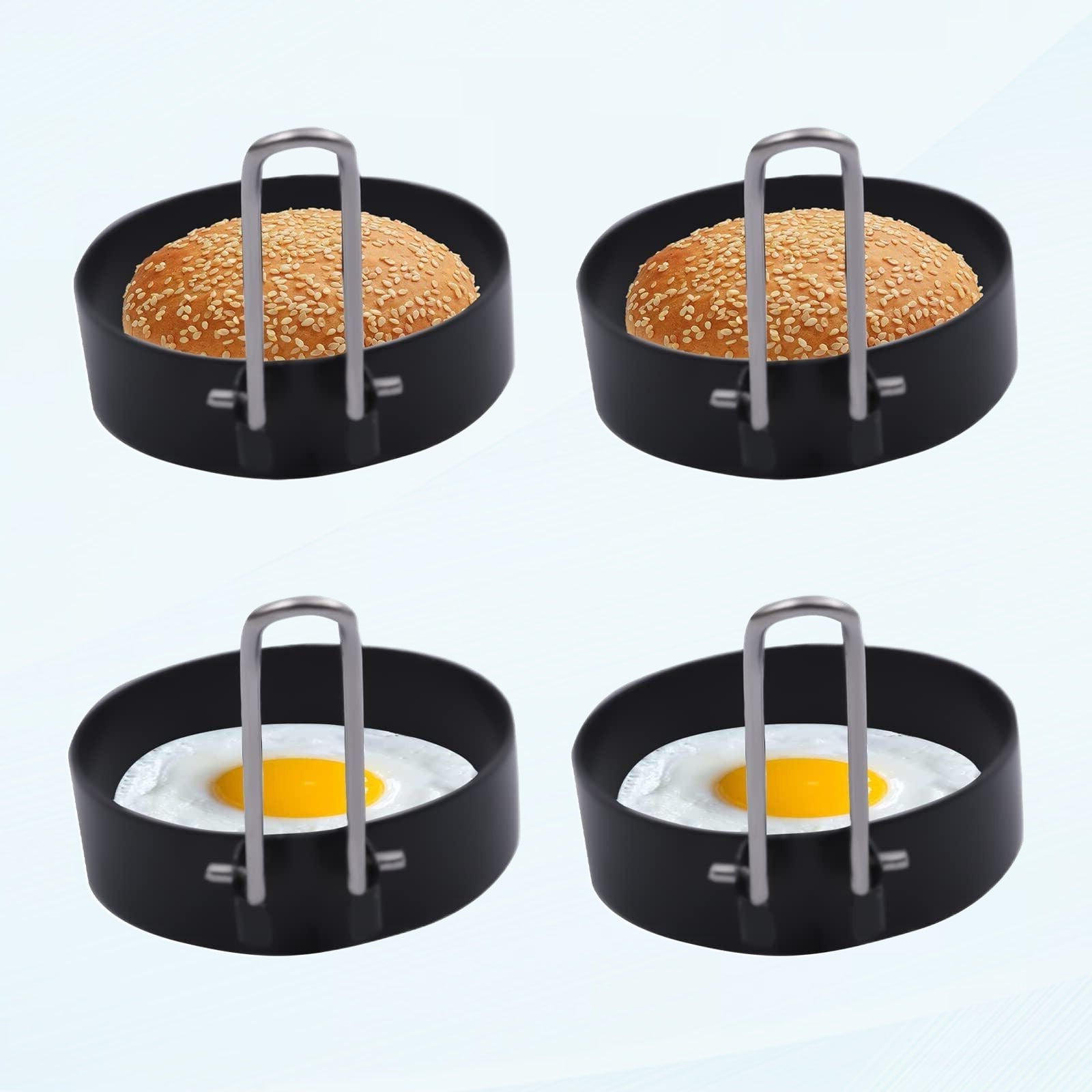 4 Pack Round Egg Rings, 3" Non-stick Stainless Steel Egg Cooker Rings ...