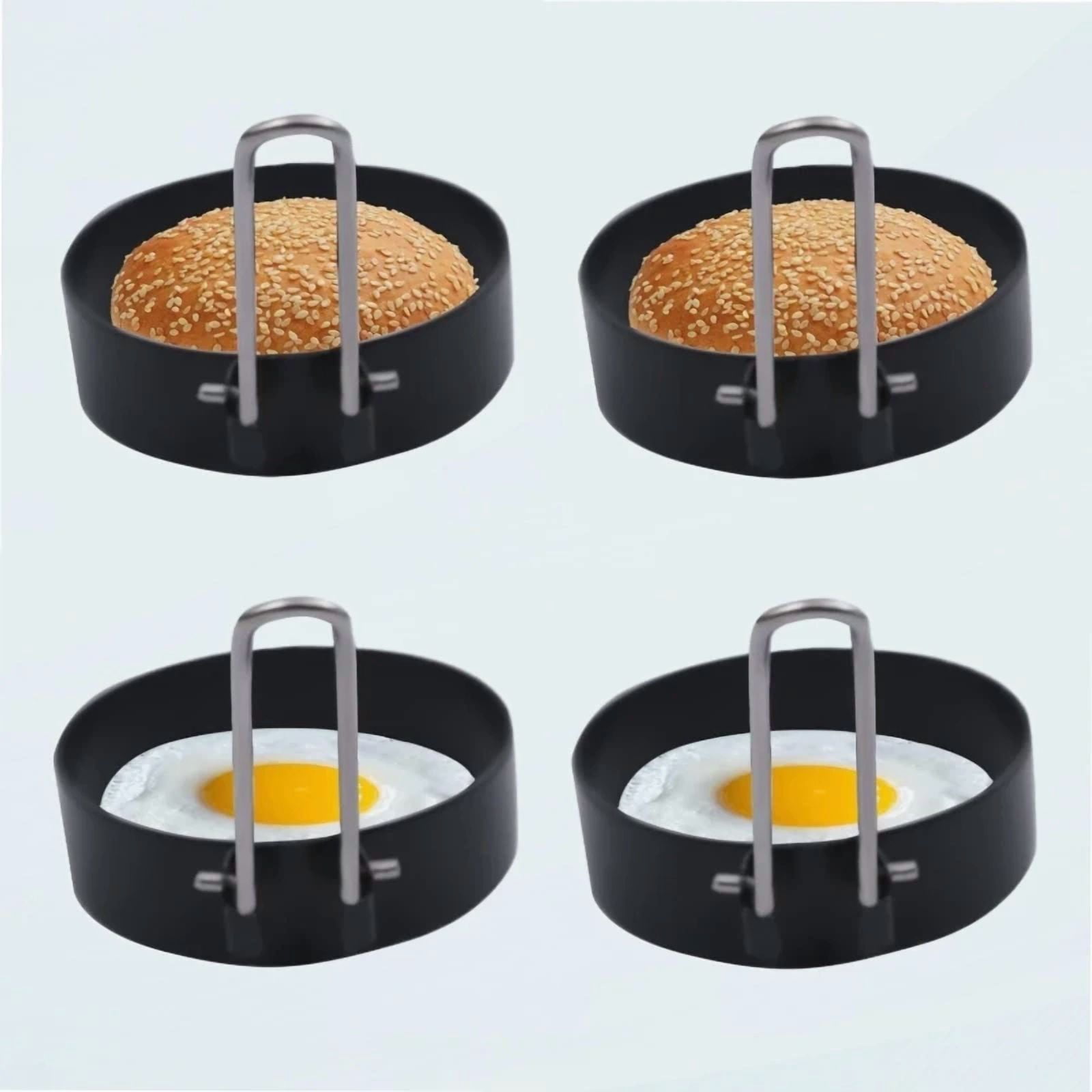 4 Pack Round Egg Rings, 3" Non-stick Stainless Steel Egg Cooker Rings ...