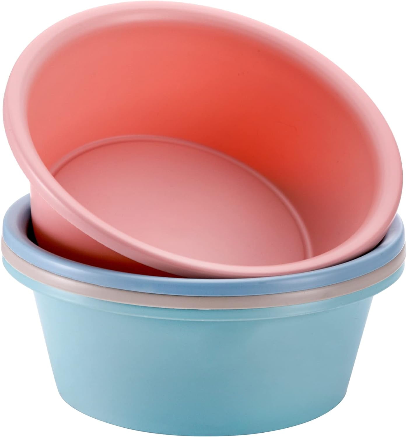 4 Pack Round Plastic Wash Basin, 5 Quart Stackable Camping Dishpan ...