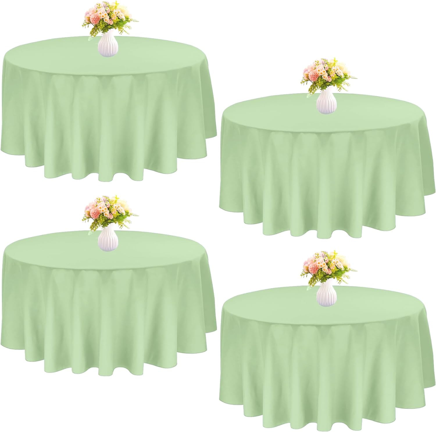 4 Pack Round Tablecloth 70 Inch Polyester Round Table Cloth Sage Green ...