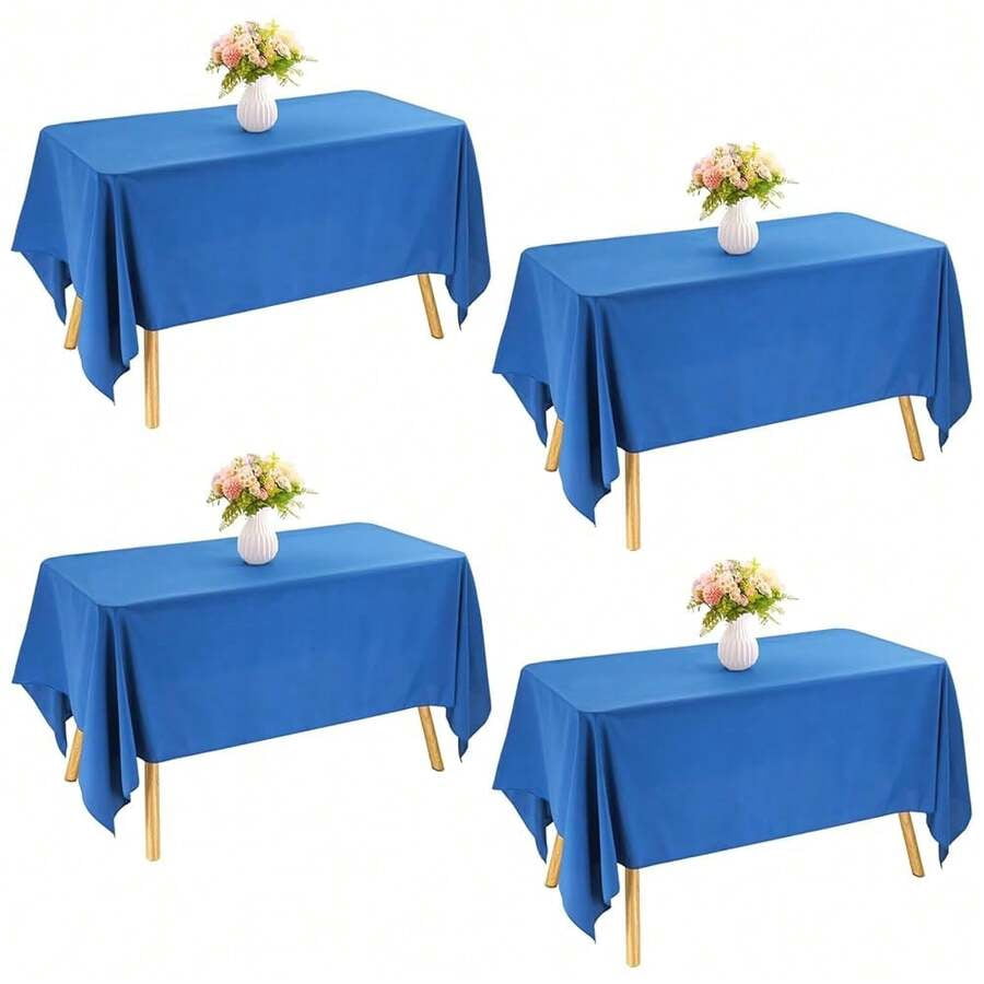 4 Pack Royal Blue Rectangle Tablecloth 60x126 Inch Washable Polyester ...