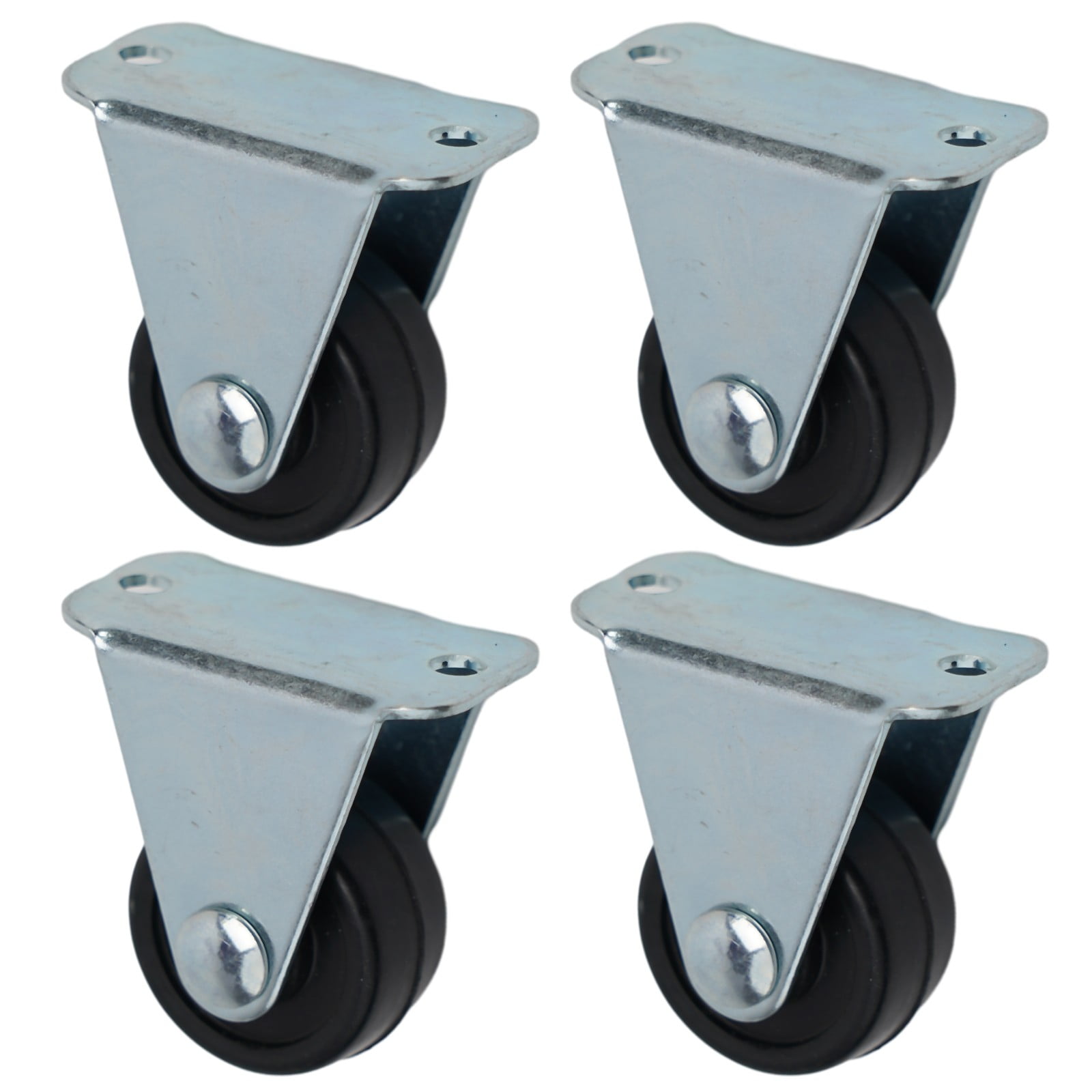 4 Pack Rubber Caster Wheel Single Wheels Heavy Duty Non-Swivel Top Plat ...