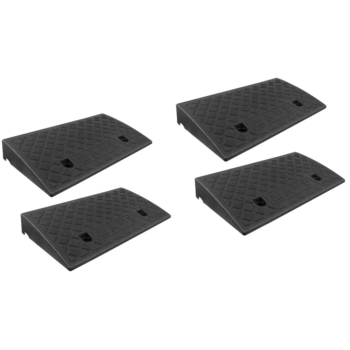 4 Pack Rubber Curb Ramp 3" Rise Height, Heavy-Duty Threshold Ramps ...