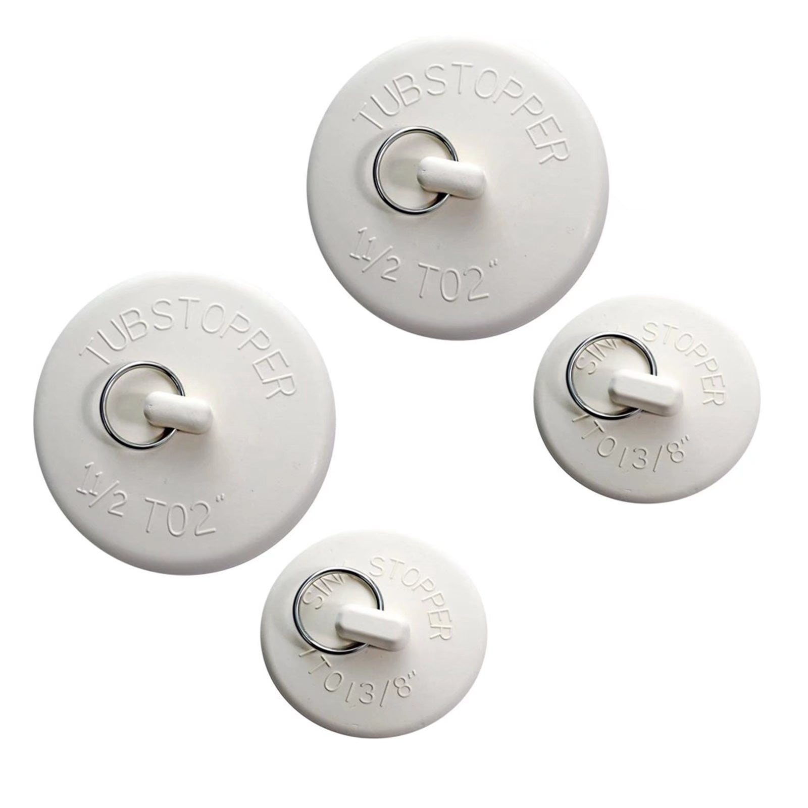 4 Pack Rubber Drain Stopper Plugs - Fit Most Drains with 2 Different ...