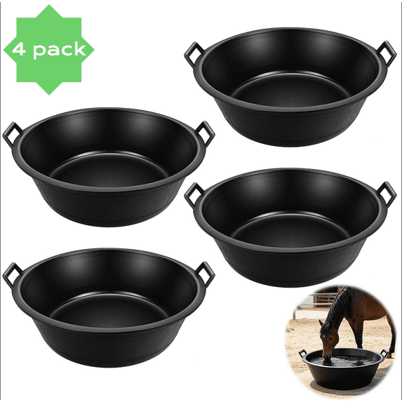 4 Pack Rubber Feed Pans with Handle,Multi-Purpose Flexible Rubber ...
