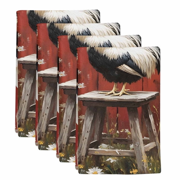 4 Pack Rustic Farmhouse Kitchen Towels Rustic Red Barn Rooster ...