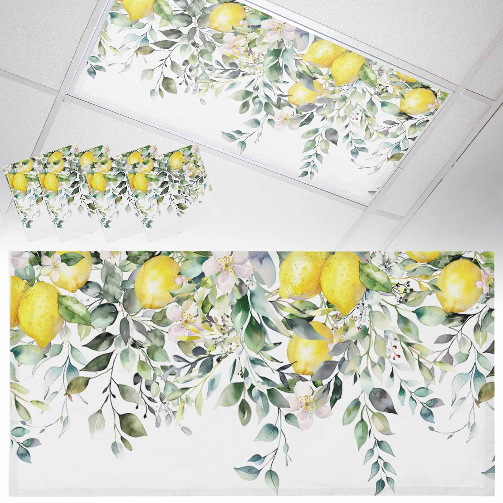 4 Pack Rustic Floral Plant Fluorescent Light Covers for Ceiling Lights ...
