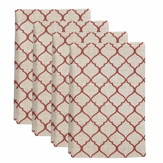 4 Pack Rustic Moroccan Kitchen Towels Geometric Quatrefoil Red Lattice ...