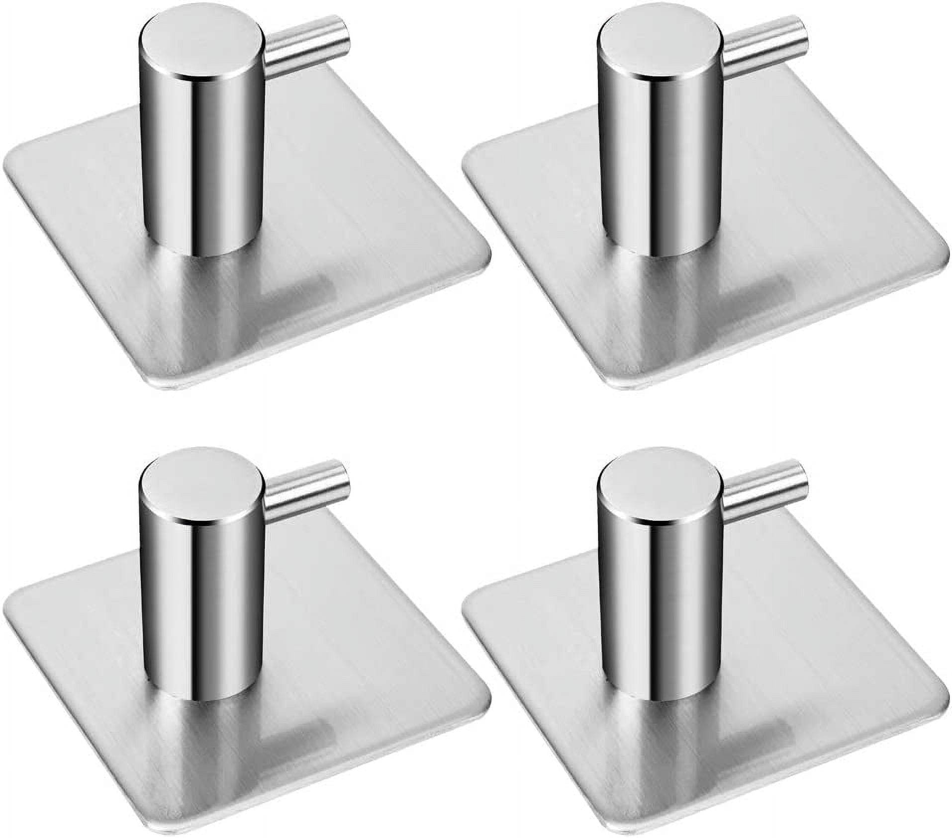 4 Pack Rustproof Stainless Steel Stick on Hooks - Self Adhesive Hooks ...