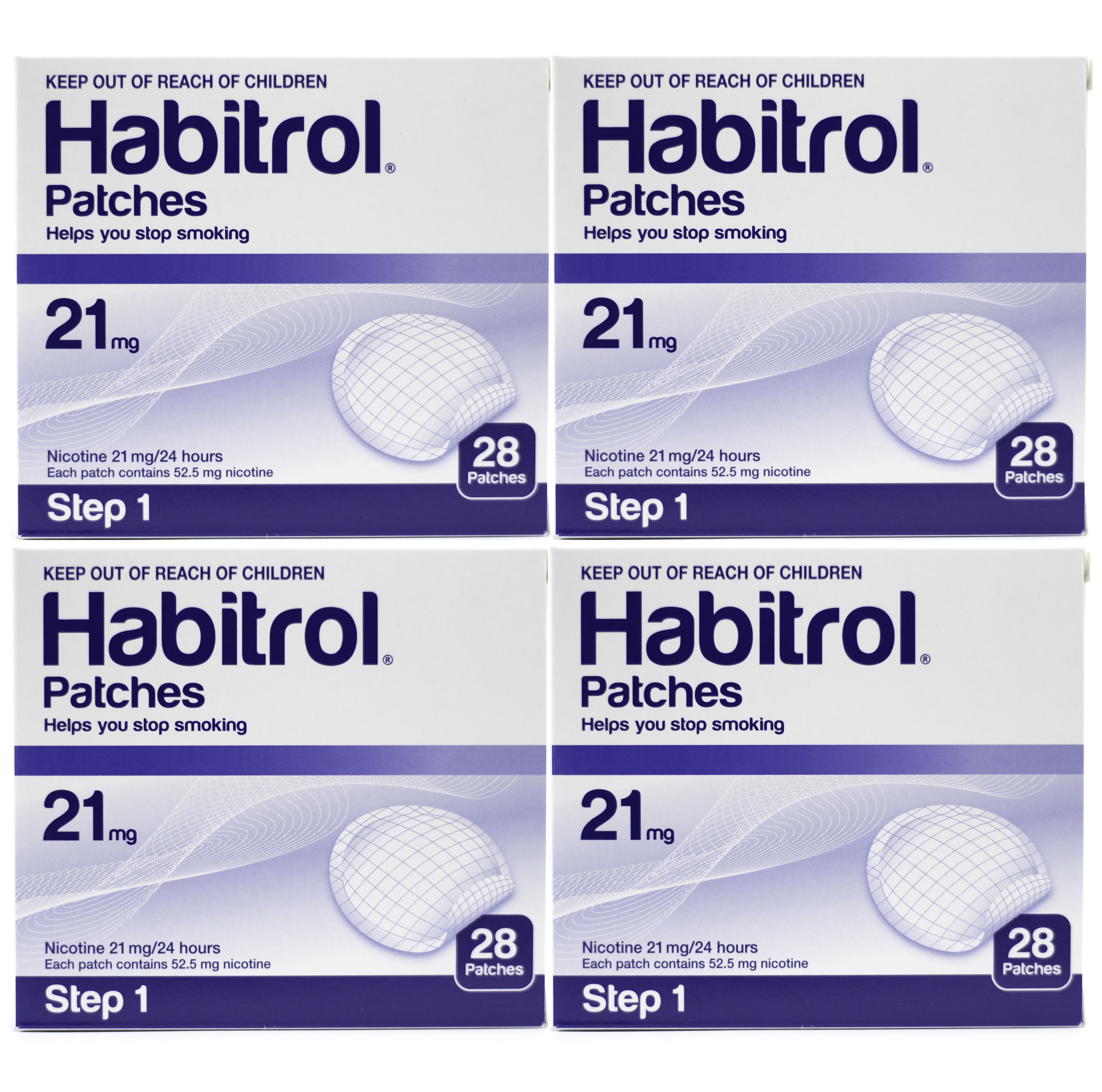 Habitrol Transdermal Nicotine Patch 21mg, 4 Pack Bulk Box, Stop Smoking ...