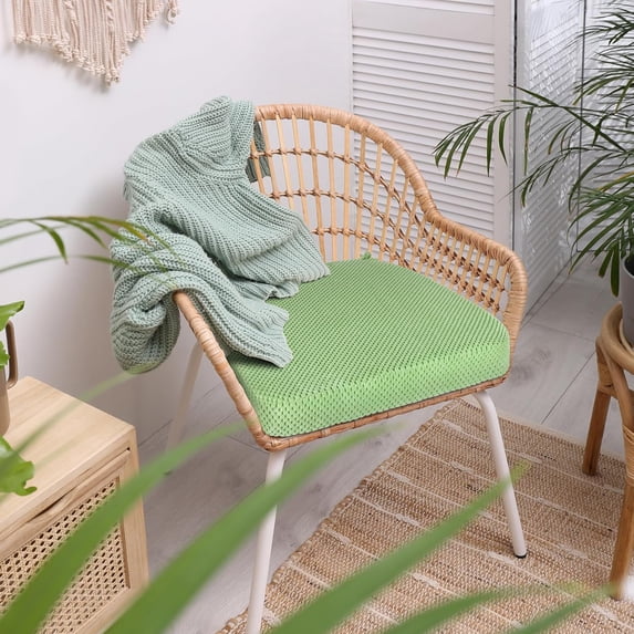 4 Pack Sage Green Chair Cushions with Ties Removable Covers, D-Shape ...