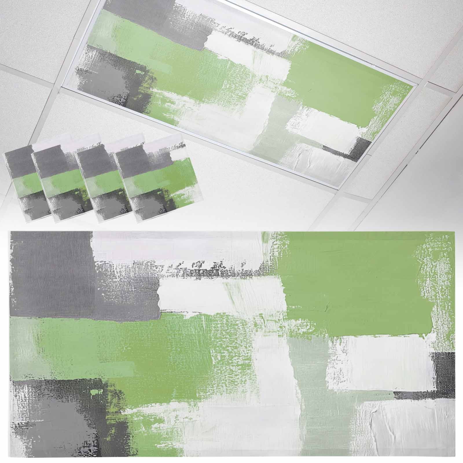 4 Pack Sage Green Fluorescent Light Covers for Ceiling Lights Gray ...
