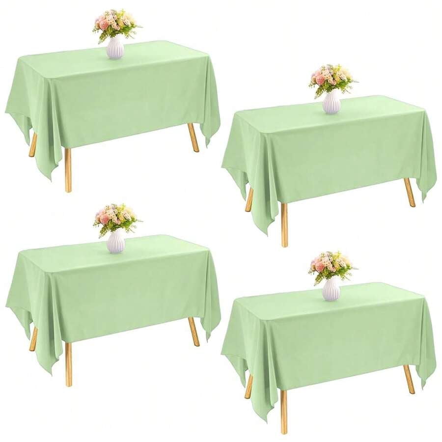 4 Pack Sage Green Rectangle Tablecloth 60x102 Inch Washable Polyester ...