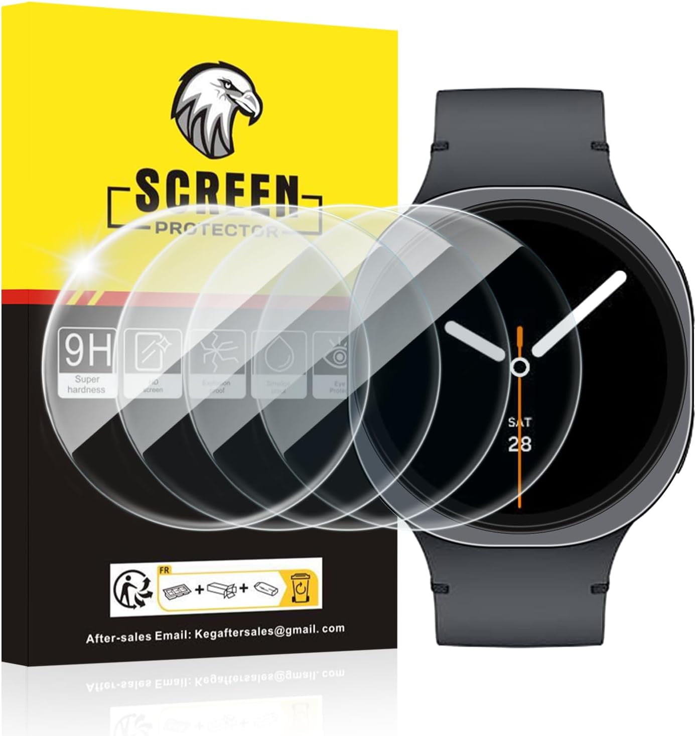 4 Pack for Samsung Galaxy Watch 8 Screen Protector 40mm Tempered Glass ...