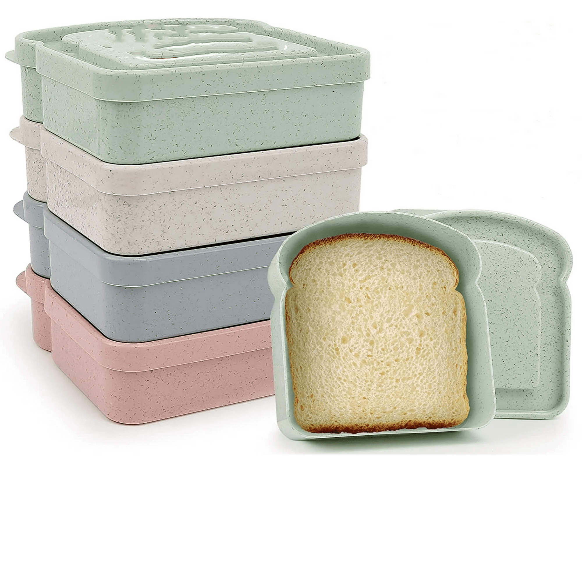 4 Pack Sandwich Containers, Sandwich Containers for Lunch Boxes,Plastic ...