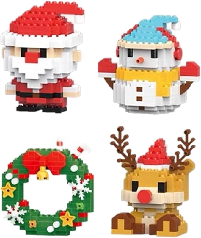4 Pack Santa Claus Design Building Blocks Set, Christmas Theme Building ...