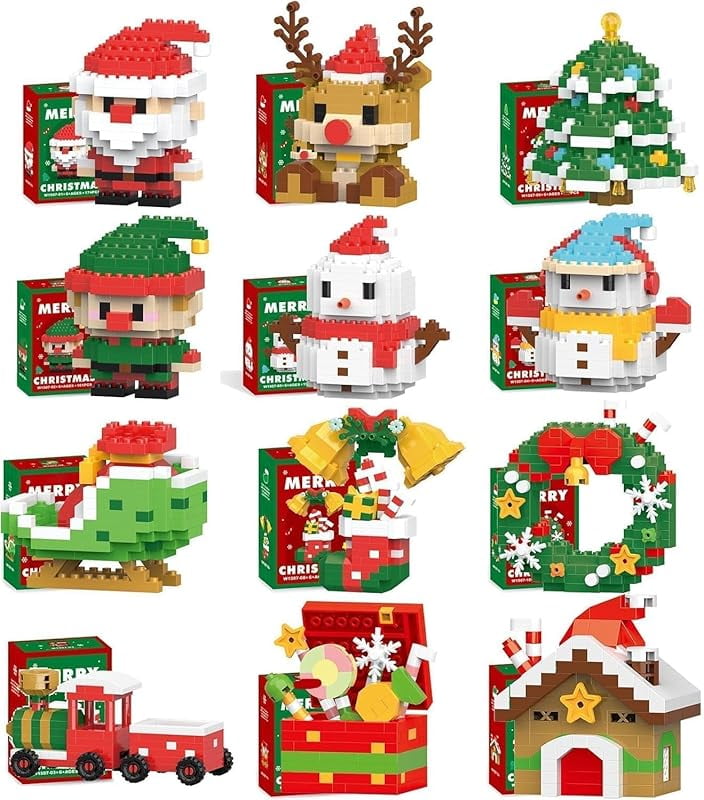 4 Pack Santa Claus Design Building Blocks Set, Christmas Theme Building ...
