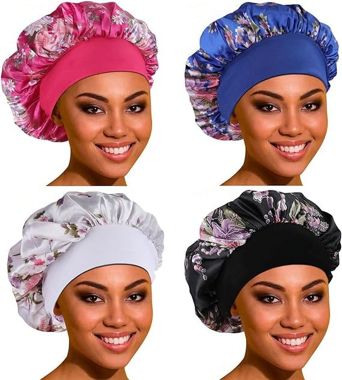 HL Satin Bonnet for Sleeping Large Silk Hair Bonnet with Elastic Band ...