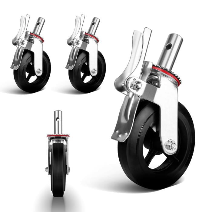 4 Pack Scaffolding Wheels, 8" Locking Swivel Stem Casters Set with Dual ...